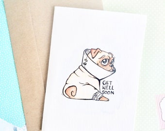 Pug Get Well Card - Etsy
