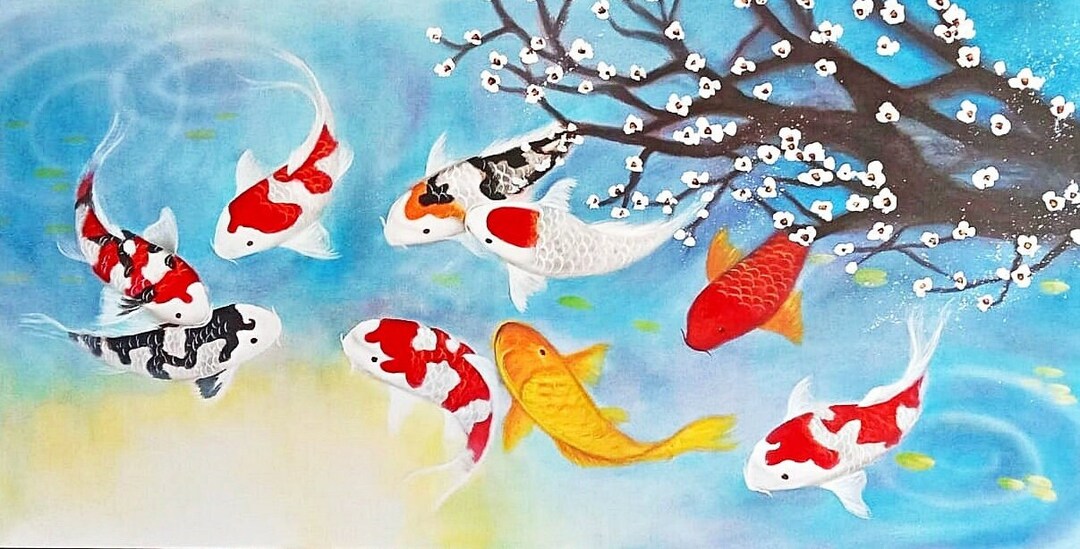Koi Fish Painting Feng Shuis Symbol of Luck - Etsy