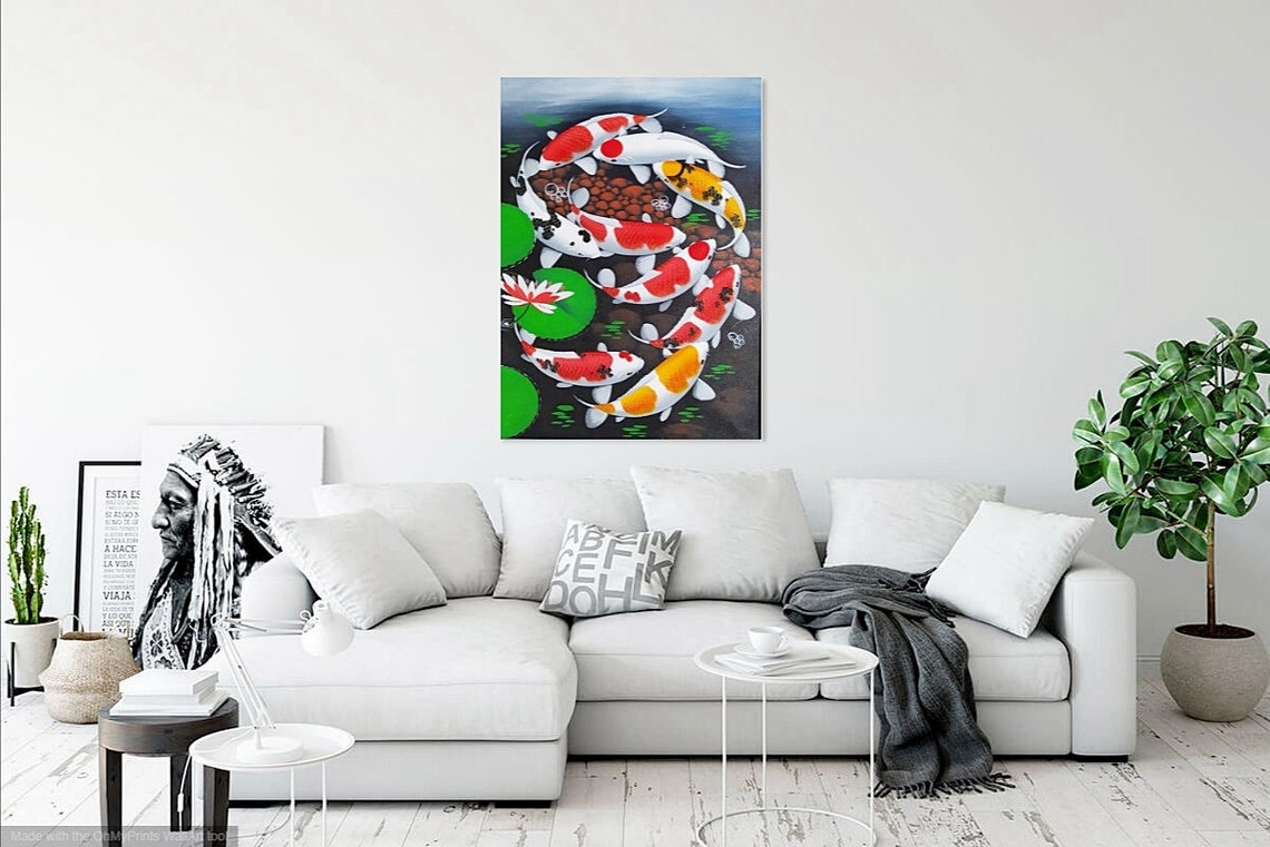 9 Koi Fish Painting Forming a Very Beautiful and Artistic Number 9 - Etsy