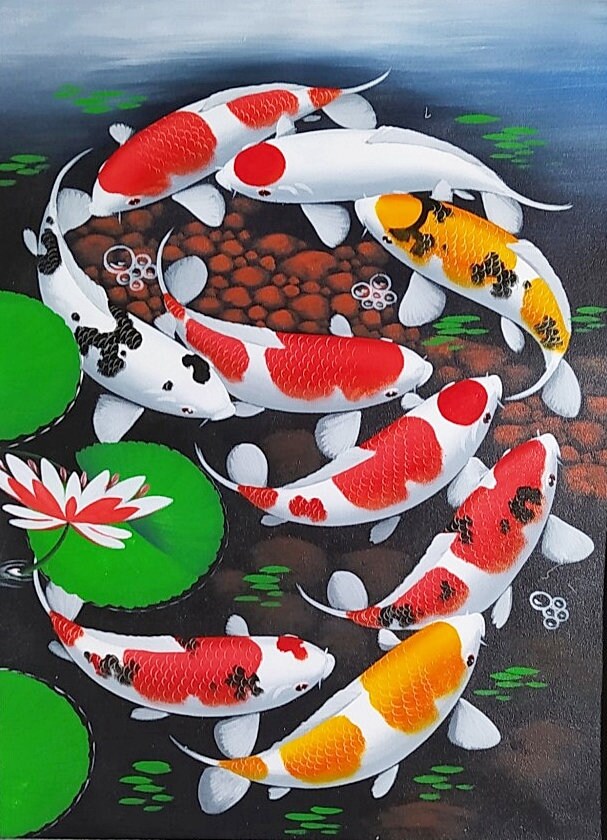 9 Koi Fish Painting Forming a Very Beautiful and Artistic Number 9 - Etsy