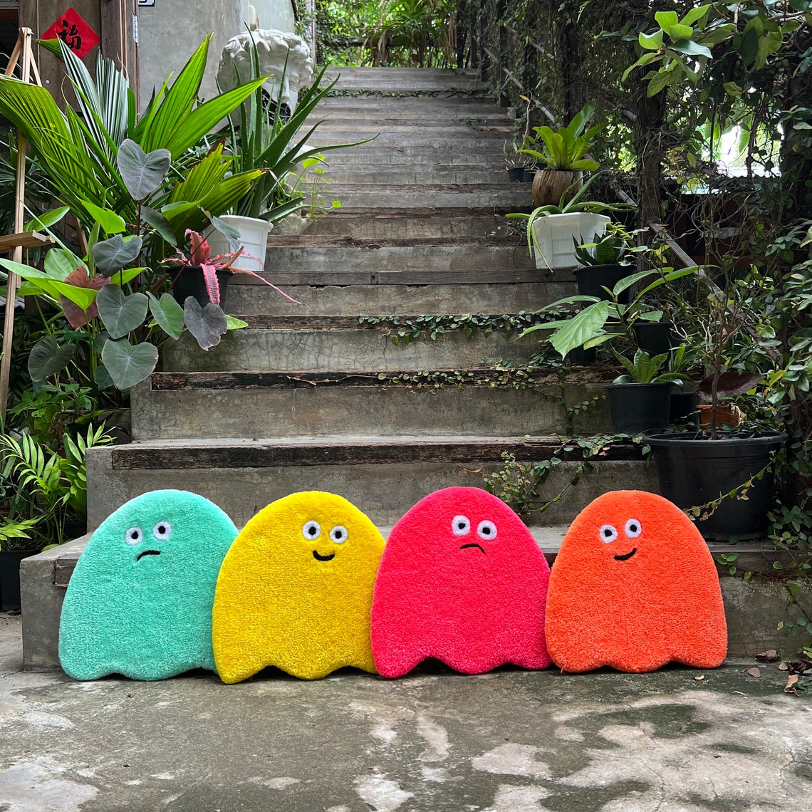 Hand Tufted Cute Colorful Ghosts Wall Hanging Rugs | Etsy