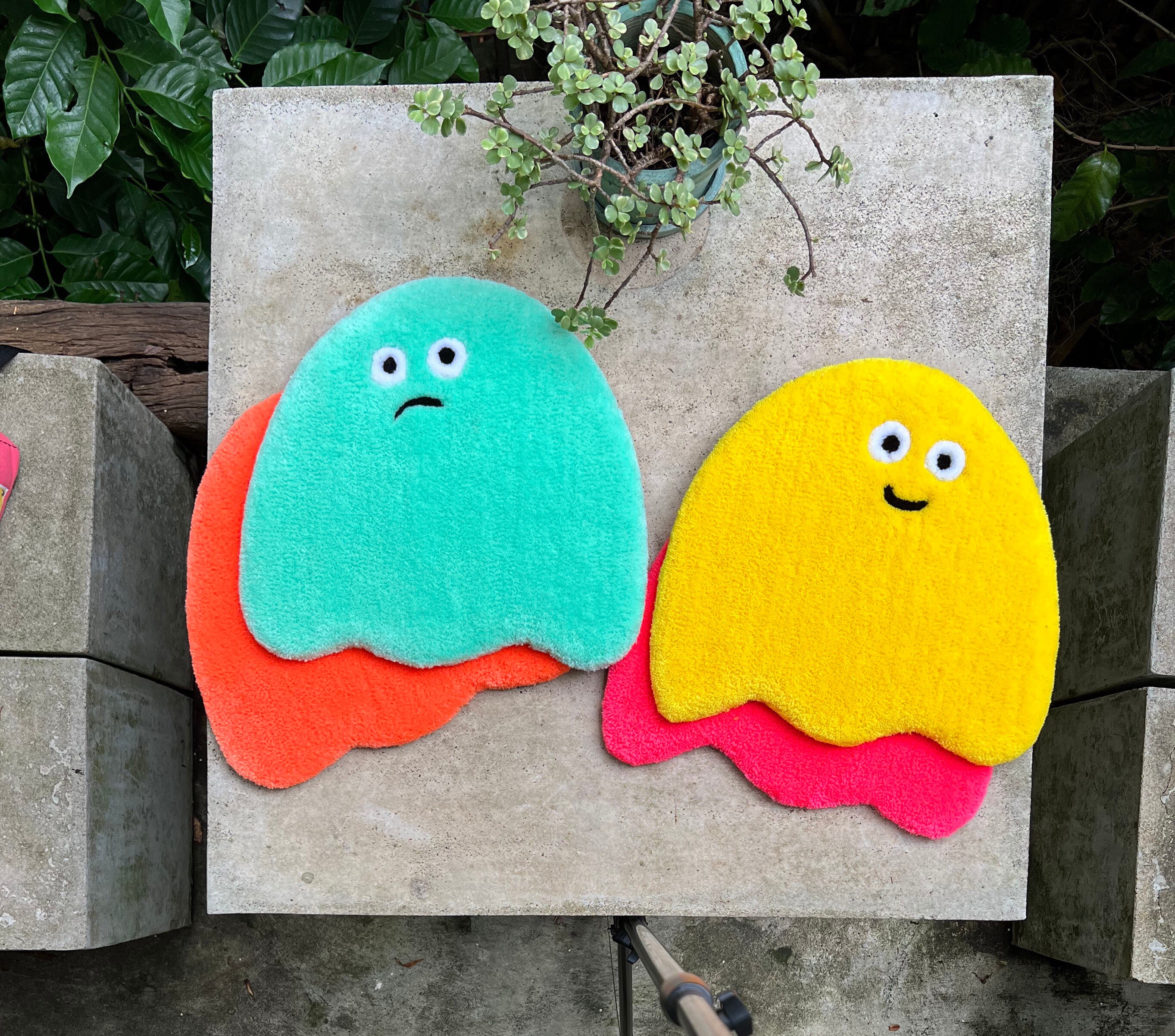 Hand Tufted Cute Colorful Ghosts Wall Hanging Rugs - Etsy