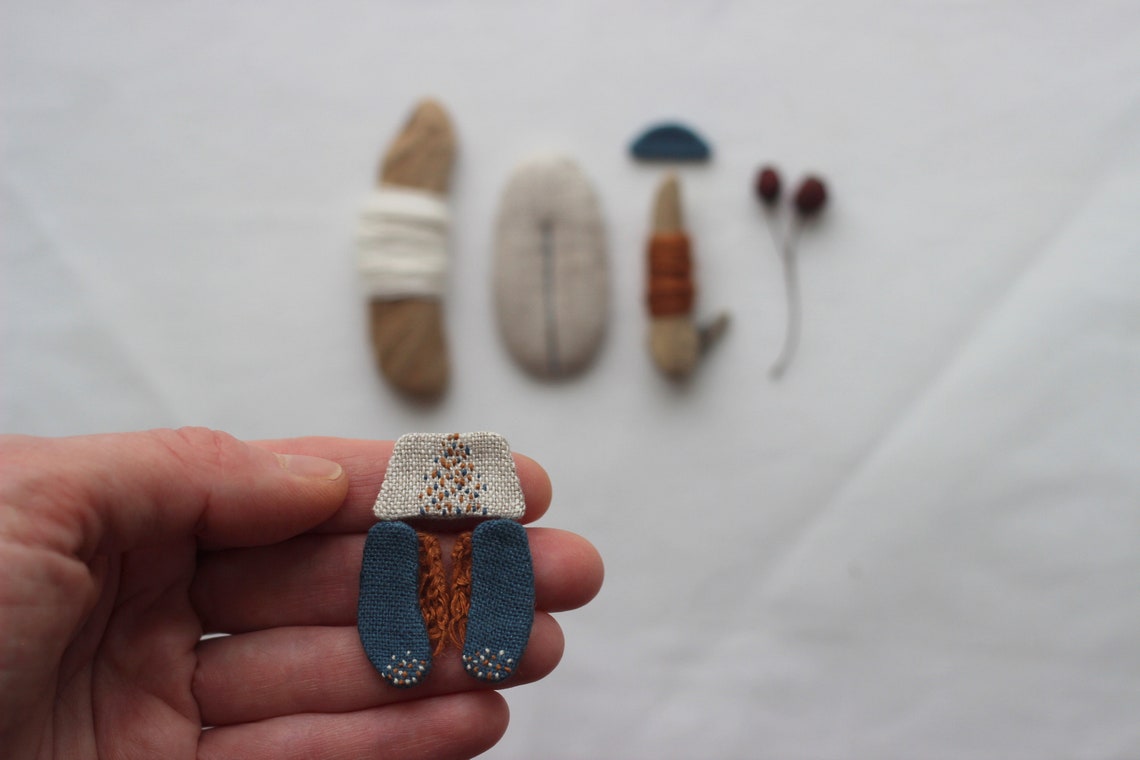 Textile Beetle Beetle Brooch Linen Beetle Grey Blue Beetle - Etsy