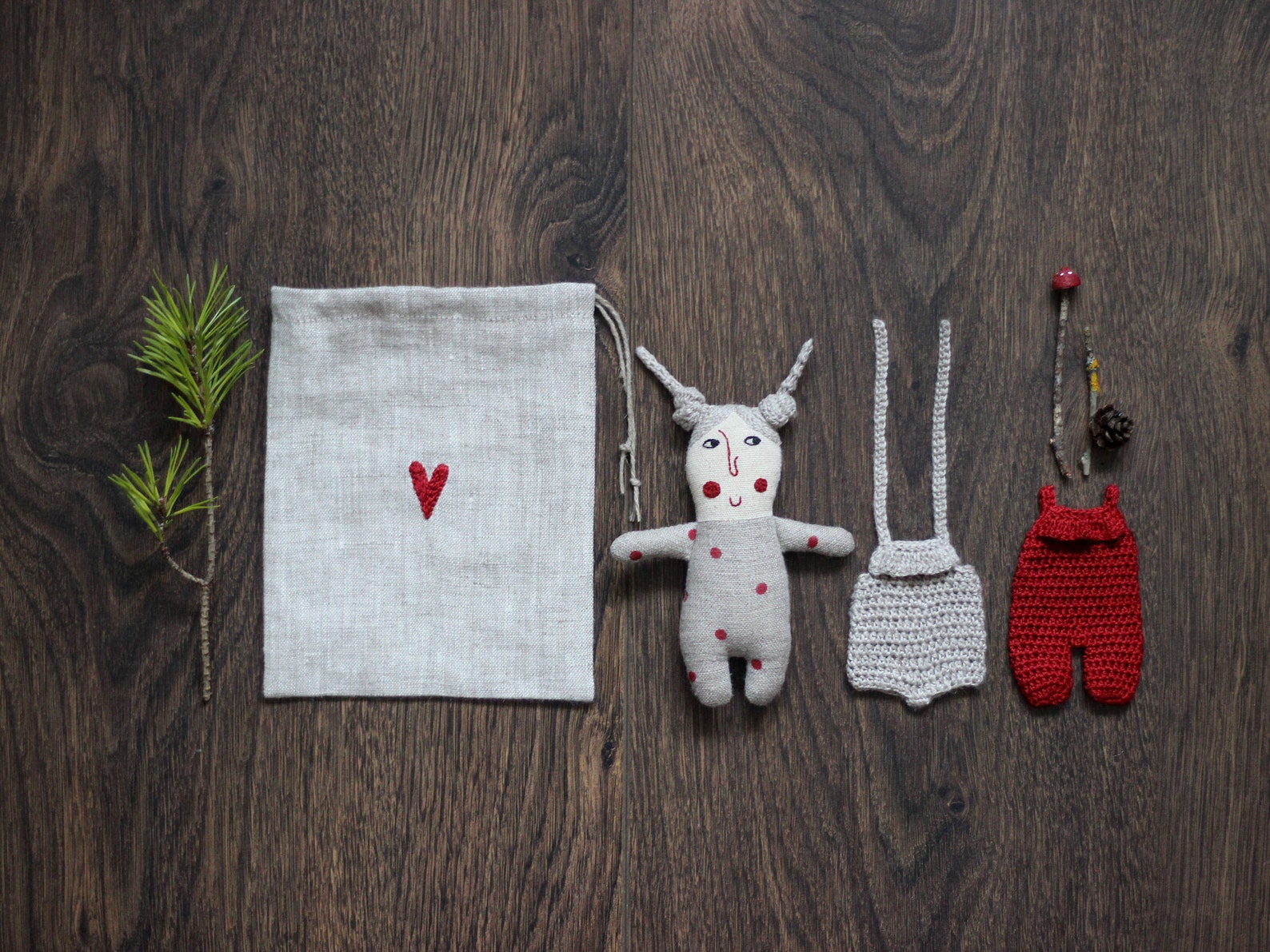 Rag Doll Kit Linen Doll Kids Valentine Pouch With Heart - Etsy