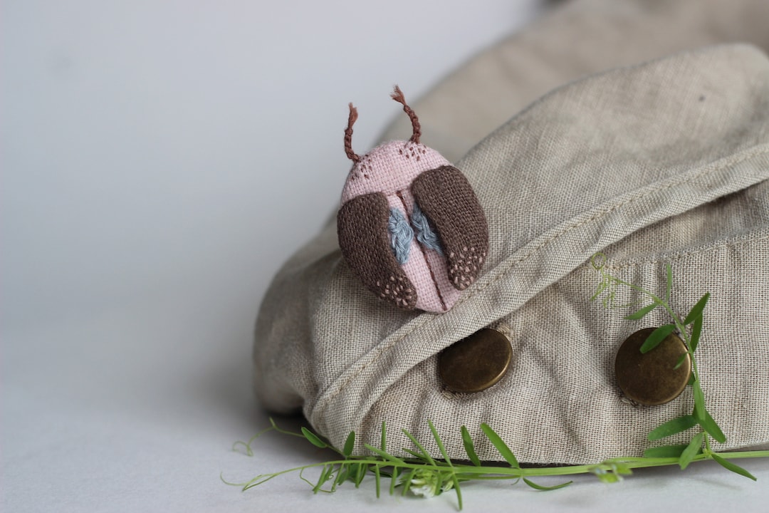 Insect Brooch, Beetle Brooch, Linen Beetle Brooch, Textile Insect ...