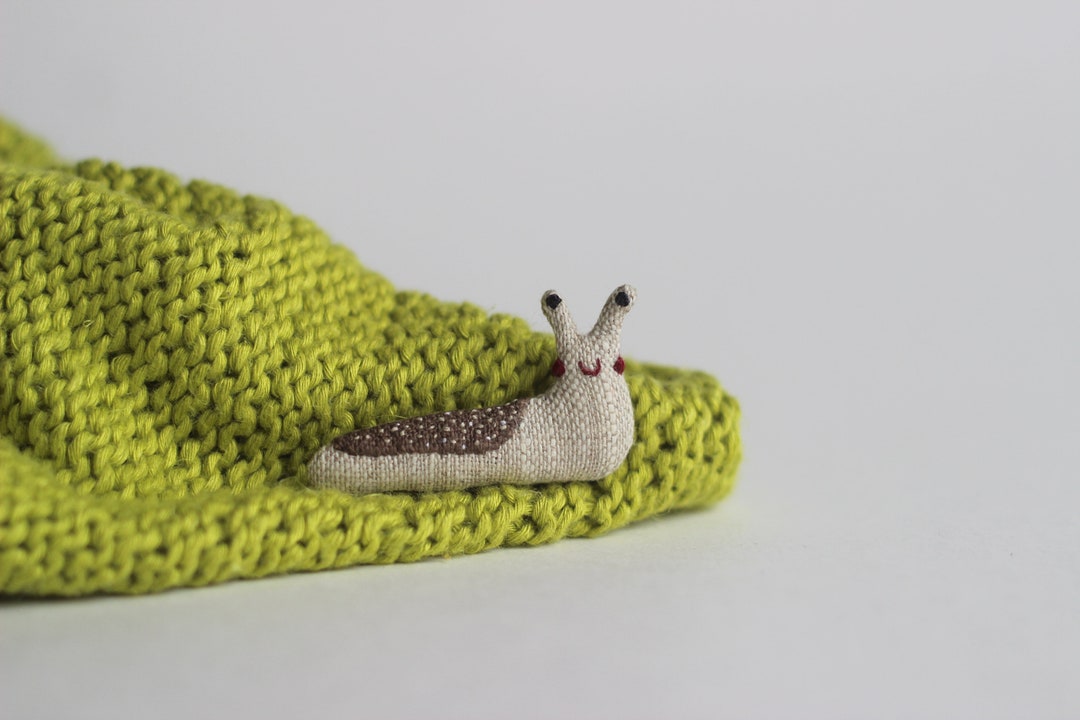 Slug Brooch, Tiny Linen Slug, Insect Jewelry, Textile Jewelry, Textile ...