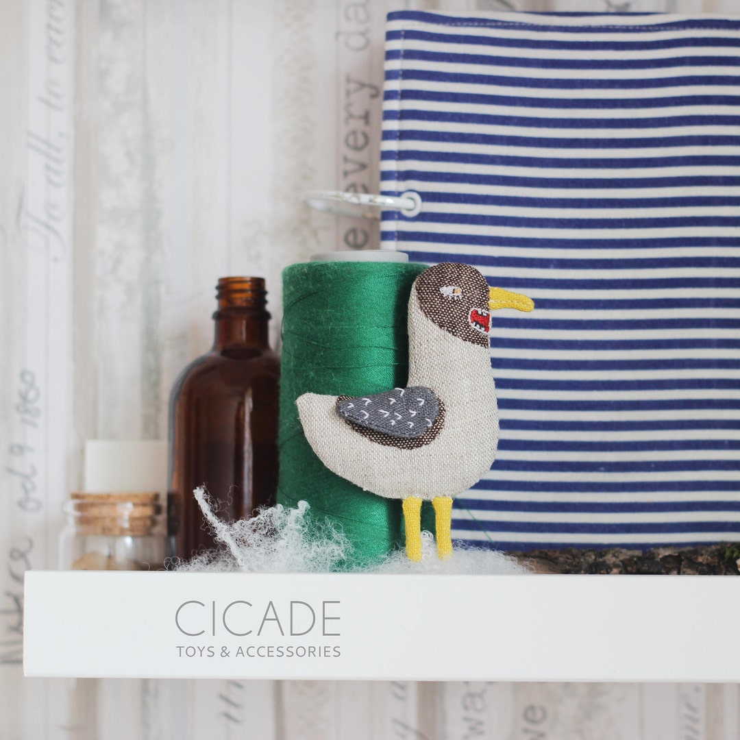 Linen Seagull, Linen Brooch, Miniature Seagull, Beachy Jewelry ...