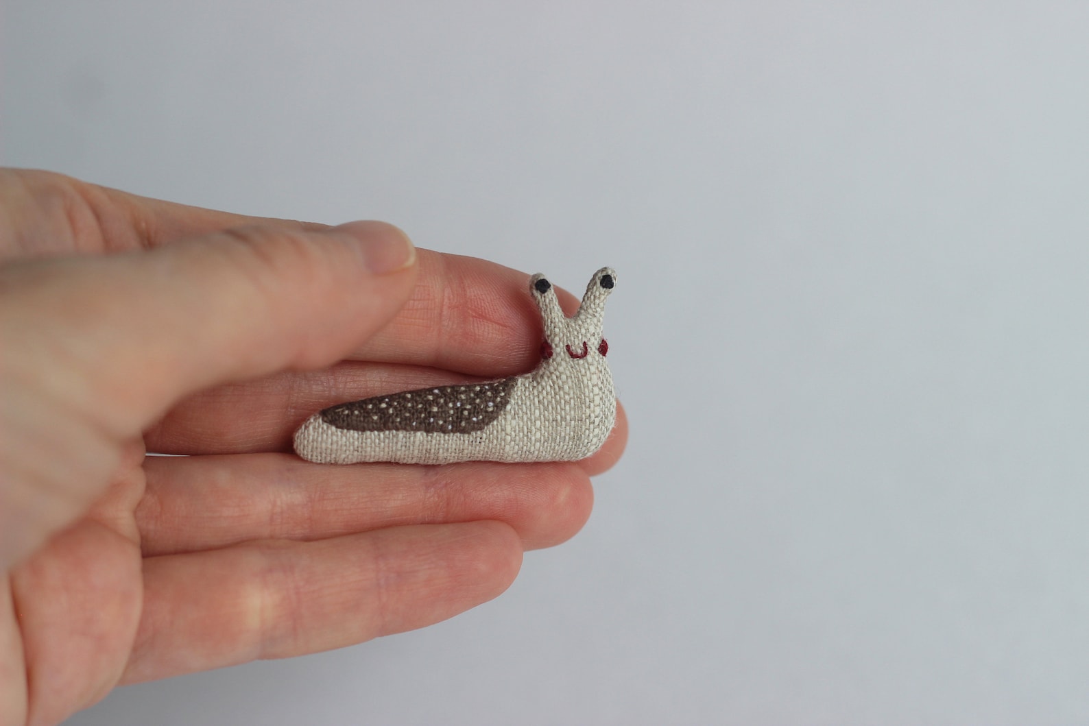 Slug Brooch, Tiny Linen Slug, Insect Jewelry, Textile Jewelry, Textile ...
