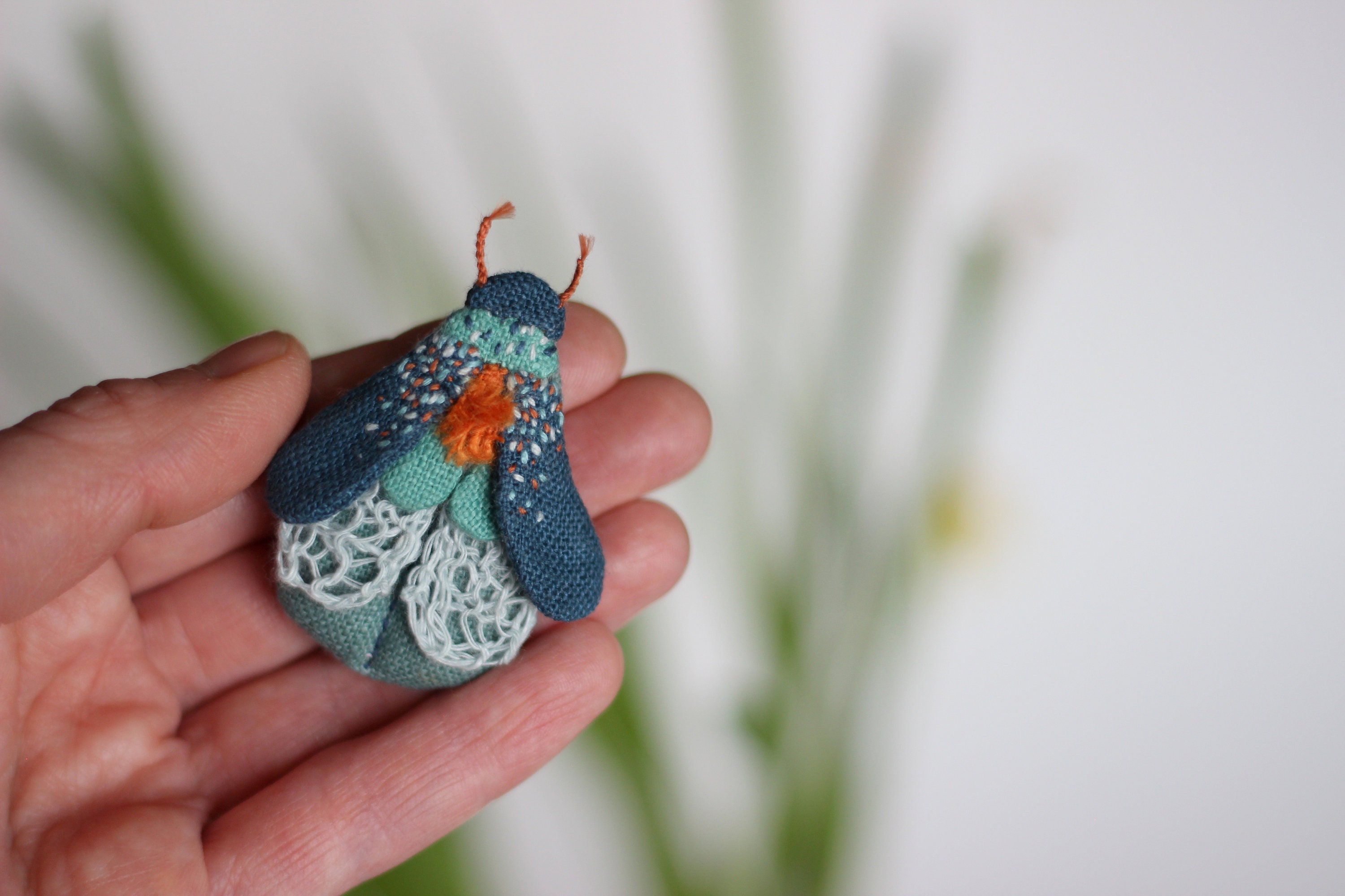 Linen Beetle Beetle Brooch Embroidered Beetle Insect | Etsy