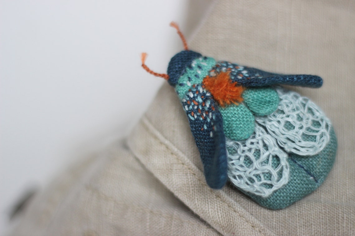Linen Beetle Beetle Brooch Embroidered Beetle Insect | Etsy