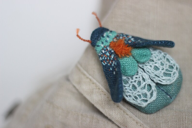 Linen beetle beetle brooch embroidered beetle insect | Etsy