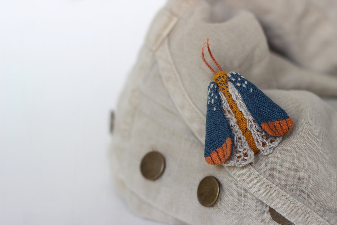 Night Moth Brooch, Linen Moth, Linen Brooch, Insect Jewelry, Linen ...