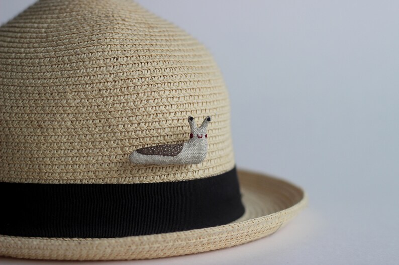 Slug Brooch, Tiny Linen Slug, Insect Jewelry, Textile Jewelry, Textile ...