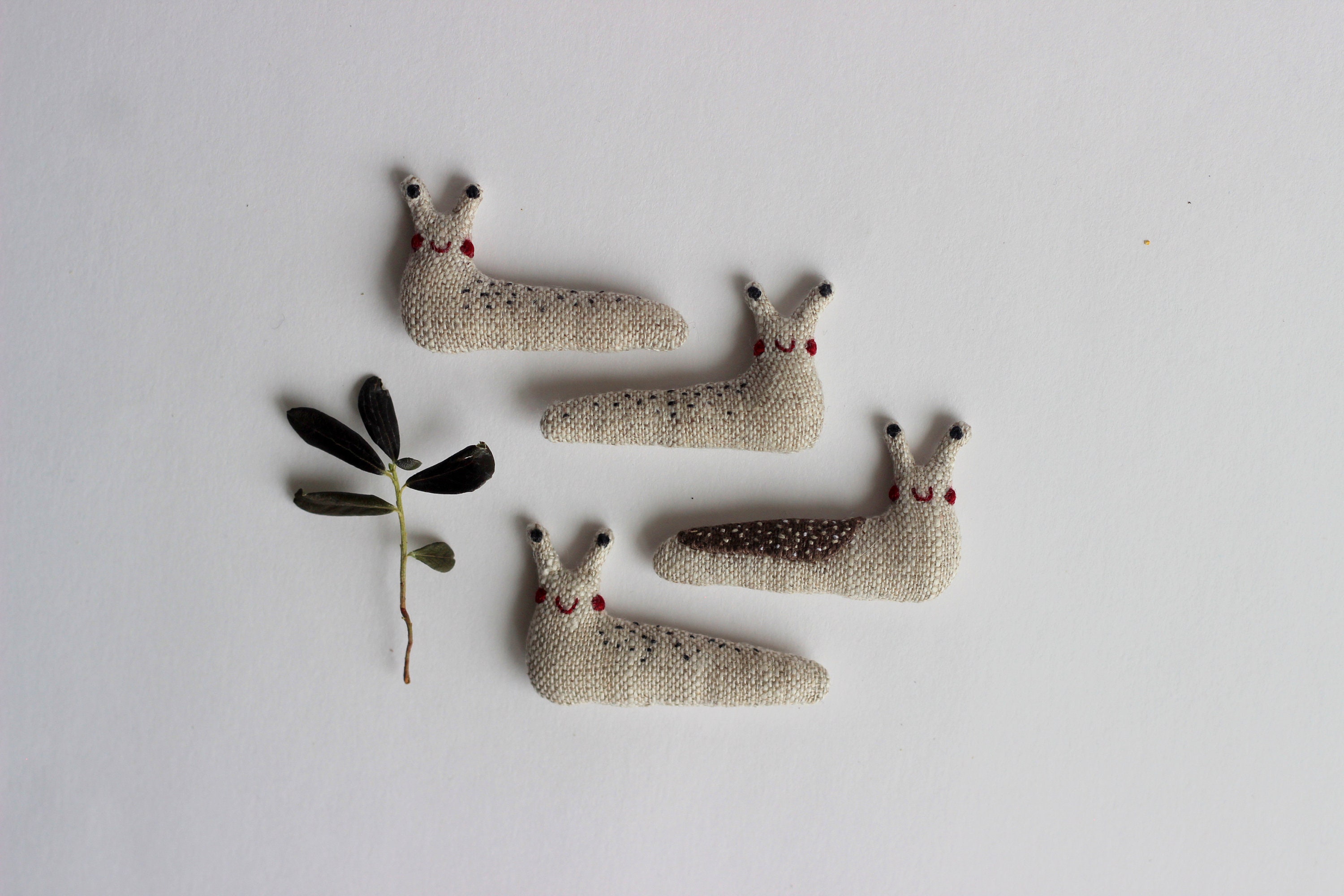 Slug Brooch, Tiny Linen Slug, Insect Jewelry, Textile Jewelry, Textile ...