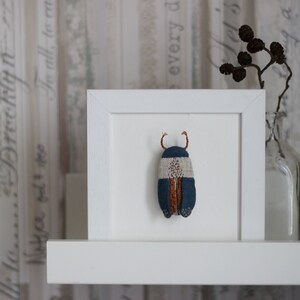 Textile Beetle, Beetle Brooch, Linen Beetle, Grey Blue Beetle, Bug ...