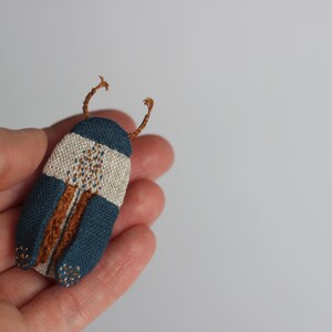 Textile Beetle, Beetle Brooch, Linen Beetle, Grey Blue Beetle, Bug ...