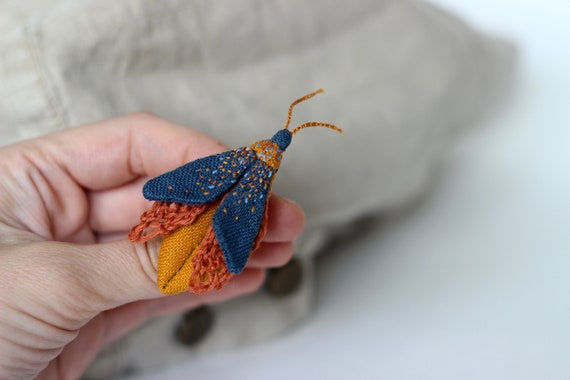 Bug Brooch Beetle Brooch Linen Bug Insect Jewelry | Etsy UK