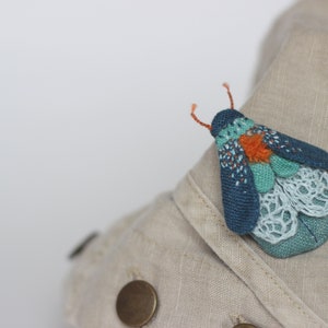 Linen Beetle, Beetle Brooch, Embroidered Beetle, Insect Brooch, Insect ...