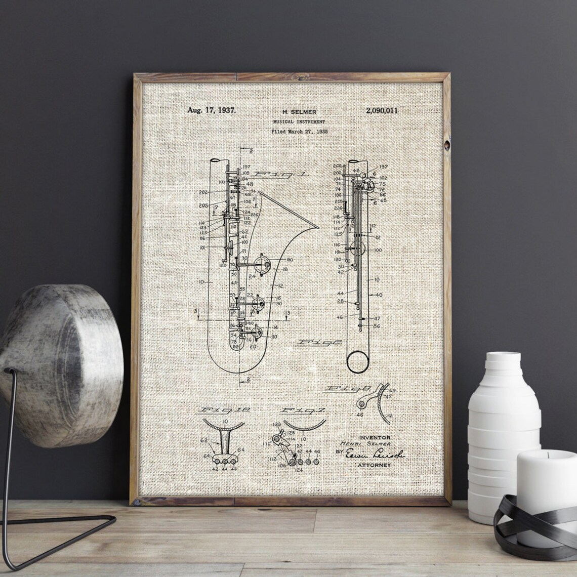 Saxophone Poster Saxophone Blueprint Saxophone Print Music | Etsy