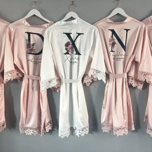 Personalised Bridal Robe, Wedding Dressing Gown, Initial Floral Bridal ...
