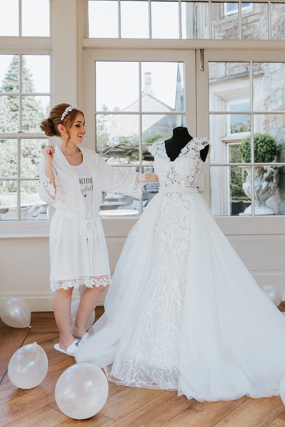 Plain Bridal Robe Lace Bridesmaid Robe Wedding Dressing | Etsy UK