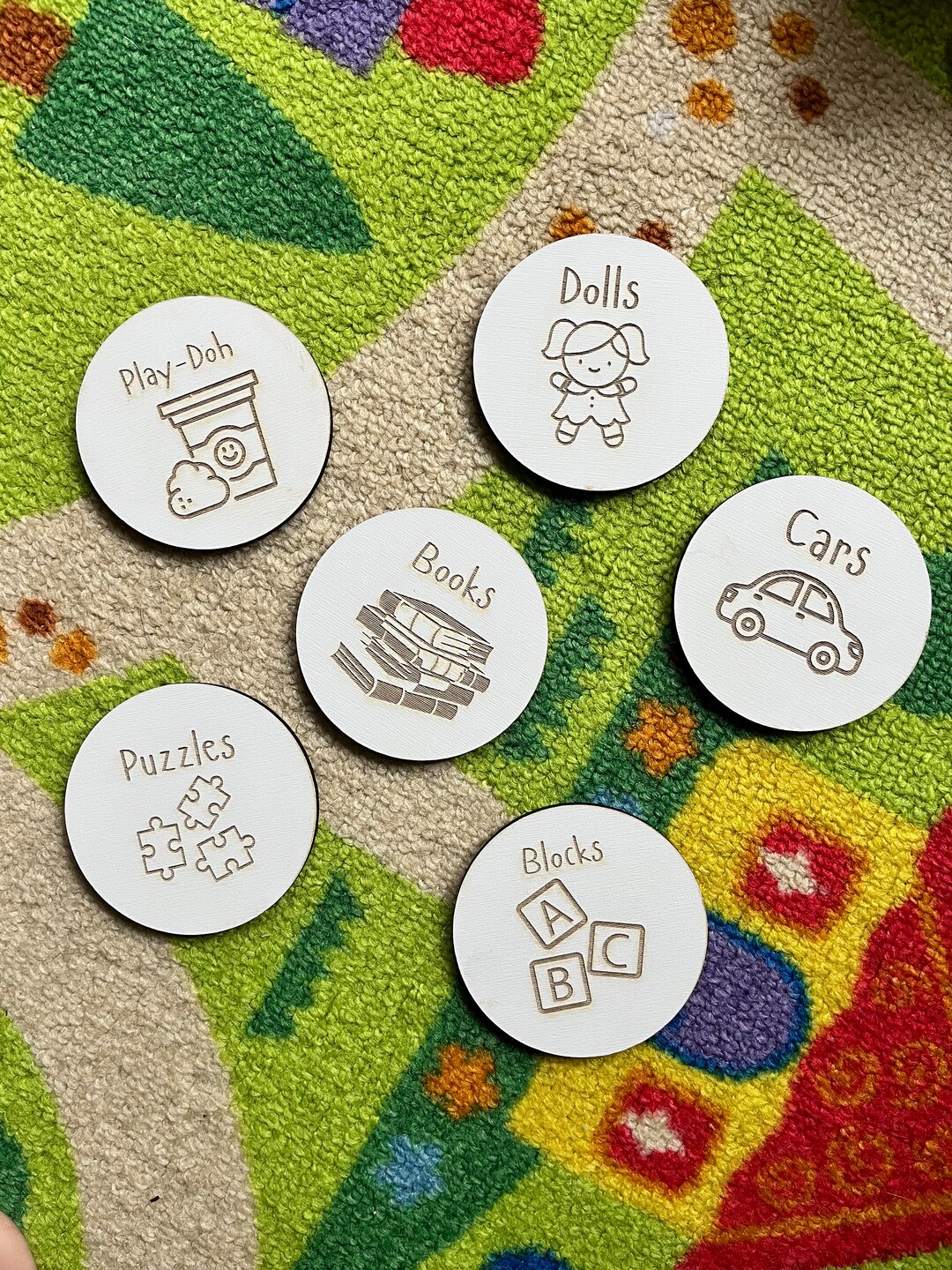 Wooden Toy Storage Disc Labels for Home or Classroom - Etsy