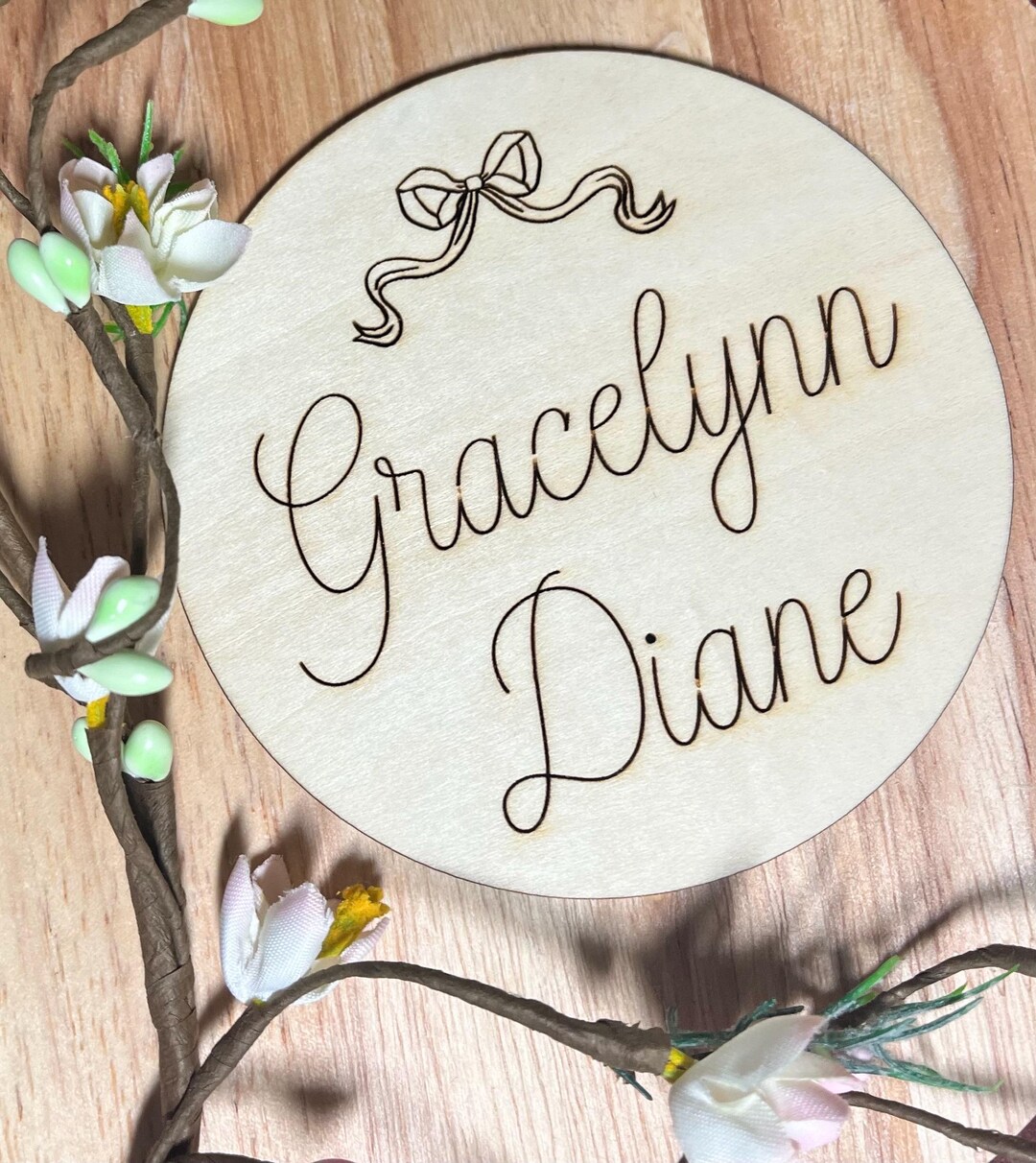 Personalized Baby Name Disc / Wooden Birth Announcements/ Baby ...