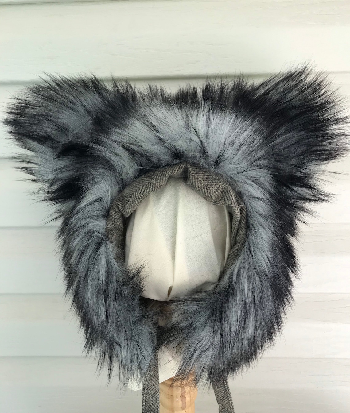Wolf Hat//faux Fur Wolf Hat//grey Wolf Hat//fur Wolf Hat//wolf - Etsy