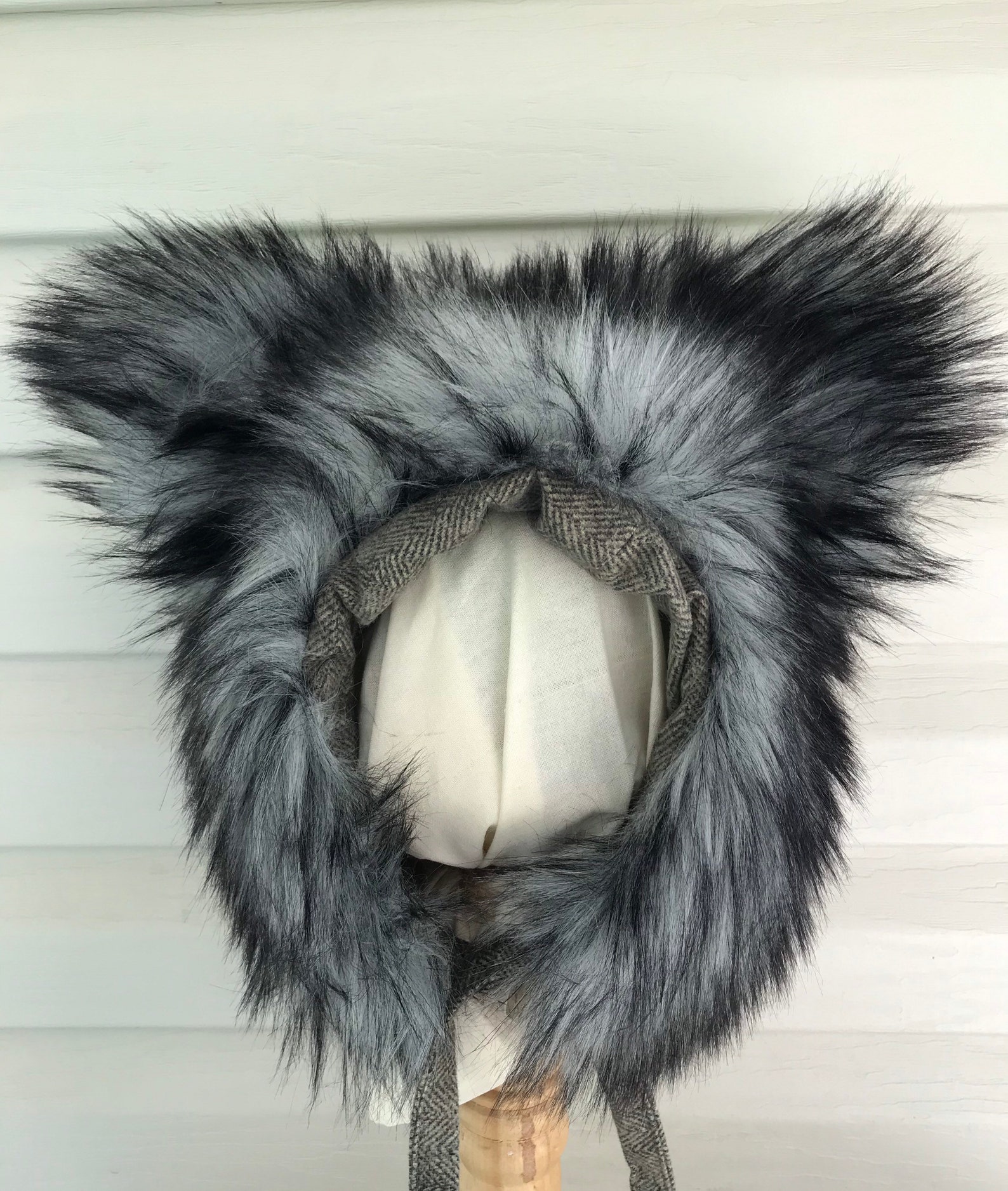 Wolf Hat//faux Fur Wolf Hat//grey Wolf Hat//fur Wolf Hat//wolf - Etsy