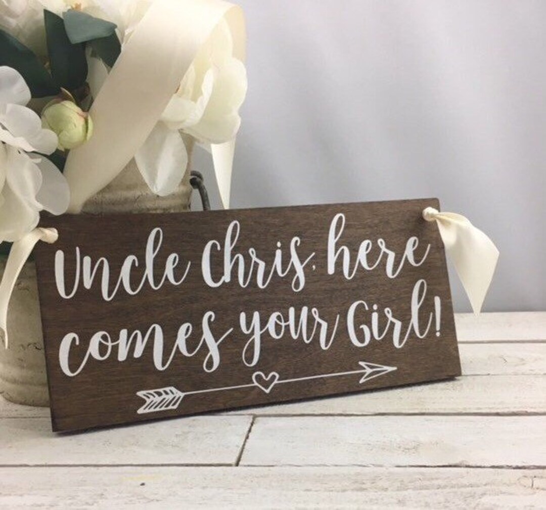 Uncle Chris, Here Comes Your Girl Sign-rustic Wedding Sign-12x 5.5 Sign ...