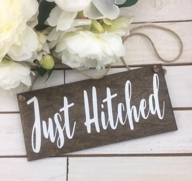 Just Hitched Wedding Sign-Wood Wedding Sign-12x | Etsy