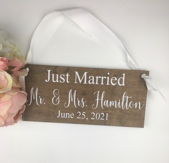 Just Married Sign Rustic
