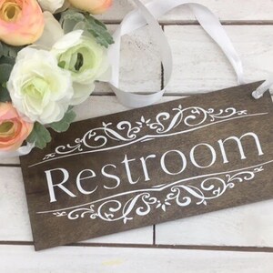 Restroom Sign-rustic Restroom Sign-wood Restroom Sign-12"x 5.5"sign ...