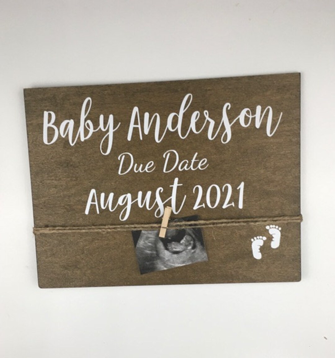 Baby Due Date Sign-12x 9 Wood Sign-Rustic Baby Sign-Baby Arriving Sign ...