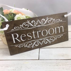 Restroom Sign-rustic Restroom Sign-wood Restroom Sign-12"x 5.5"sign ...
