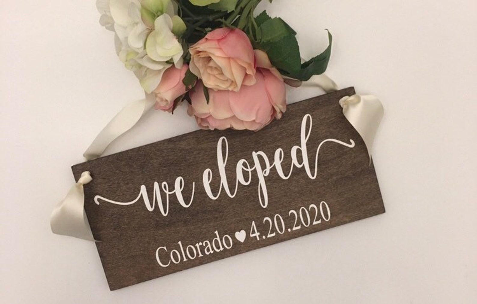 We Eloped Sign-12 x 5.5 Wedding Date | Etsy