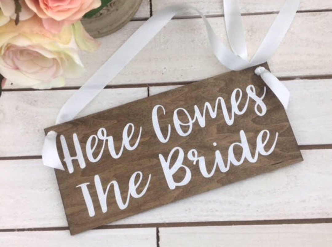 Here Comes the Bride Sign-rustic Here Comes the Bride Sign-12"x 5.5 ...