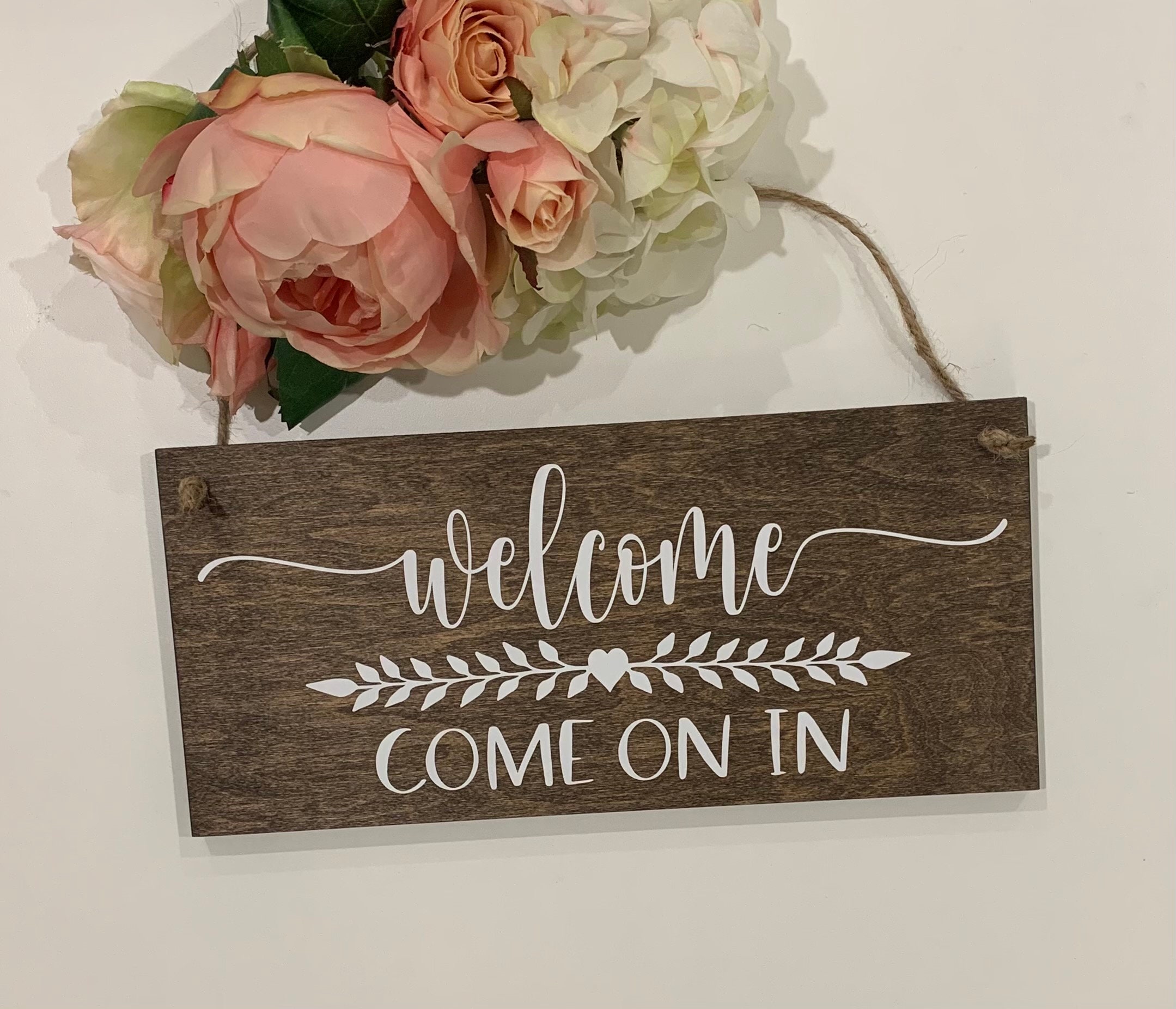 Welcome Come on in Sign-12x 5.5 Wood Sign-come on - Etsy