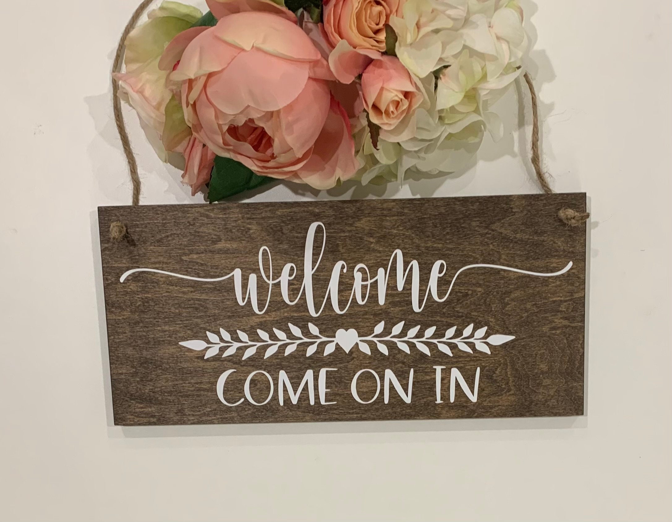 Welcome Come on in Sign-12x 5.5 Wood Sign-come on - Etsy