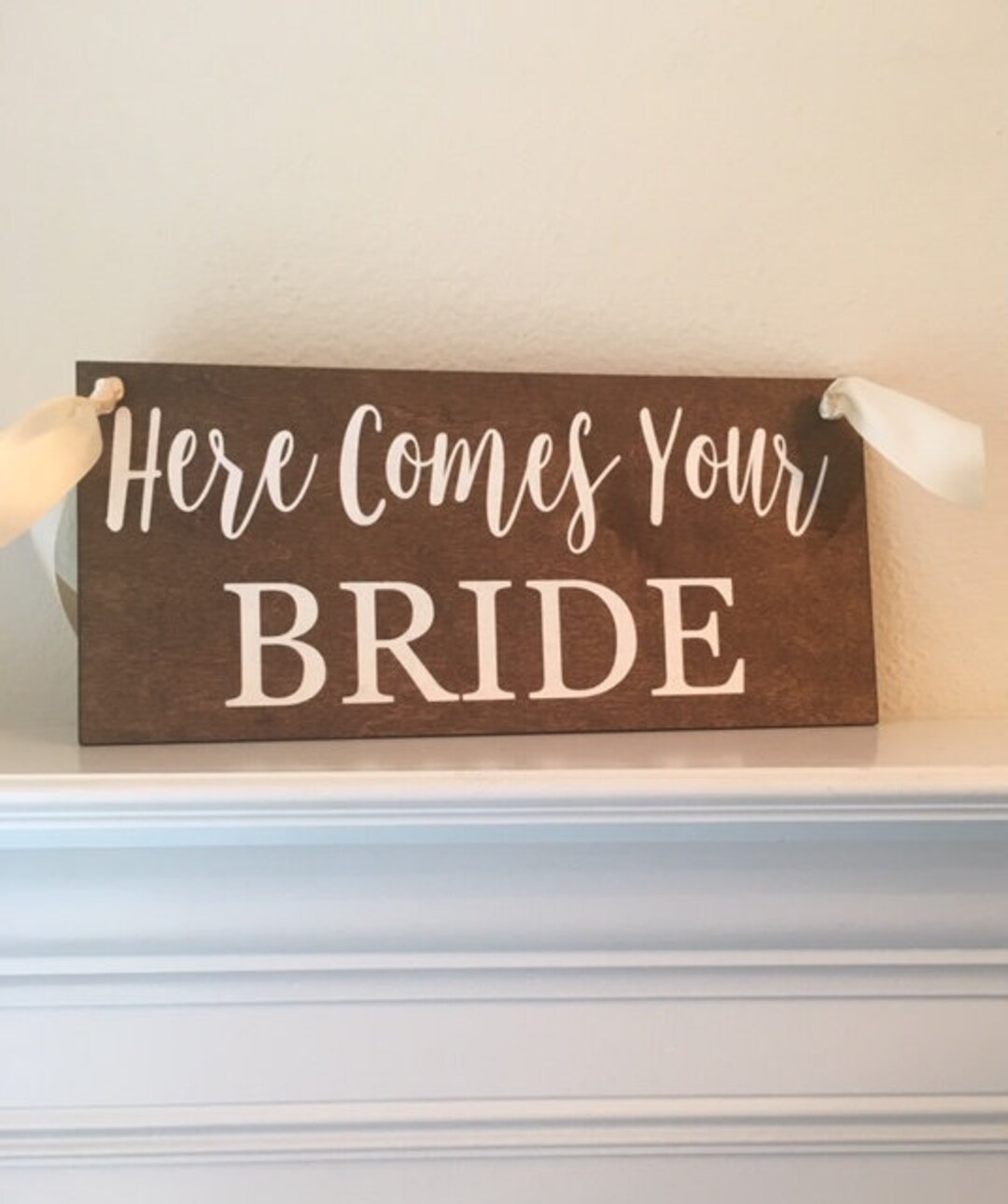 Here Comes Your Bride Sign: Rustic Chic Wedding Decor (12"x 5.5") - Etsy