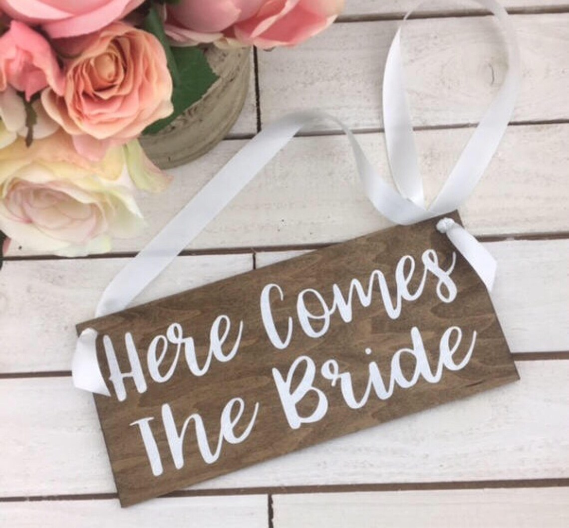Here Comes The Bride Sign-Rustic Here Comes The Bride | Etsy