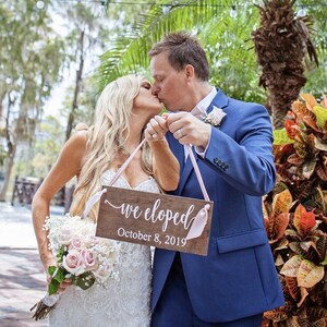 We Eloped Sign-12 X 5.5 Wedding Date Sign-elopement Sign-rustic Wood ...