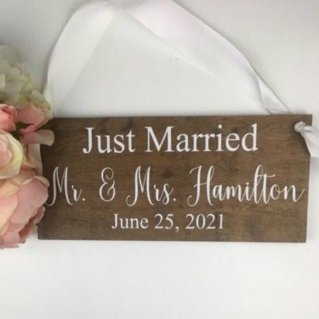Just Married Sign-wedding Just Married Sign-rustic Mr & Mrs Just ...