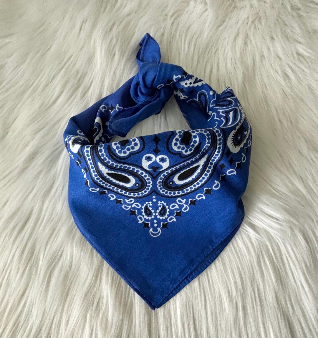 Royal Blue Paisley Cotton Bandana-customizable - Etsy