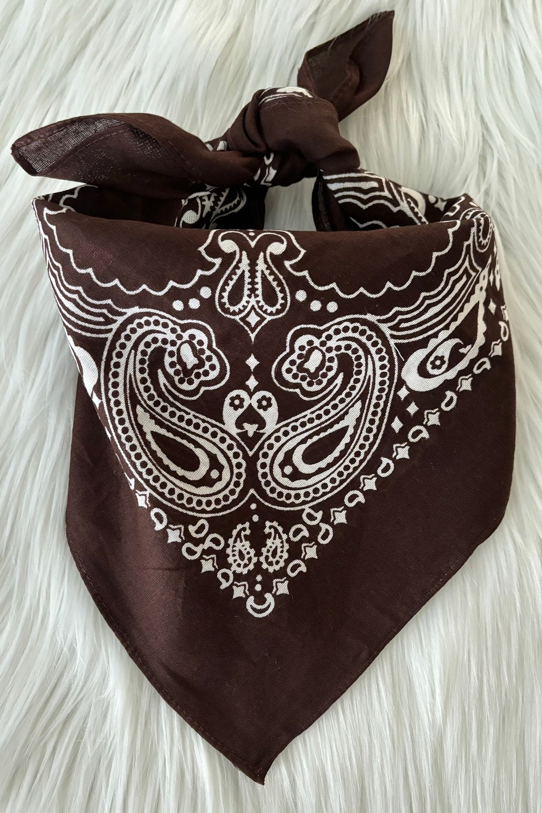 Brown Cotton Bandana / Cocoa Bandana Scarf / Brown Cotton Bandana Scarf ...