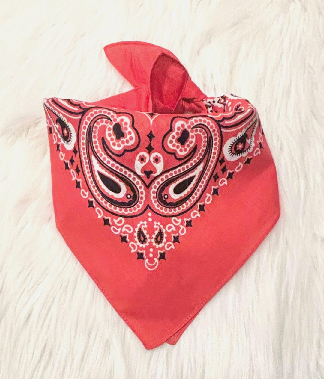 Coral Paisley Bandana - Etsy