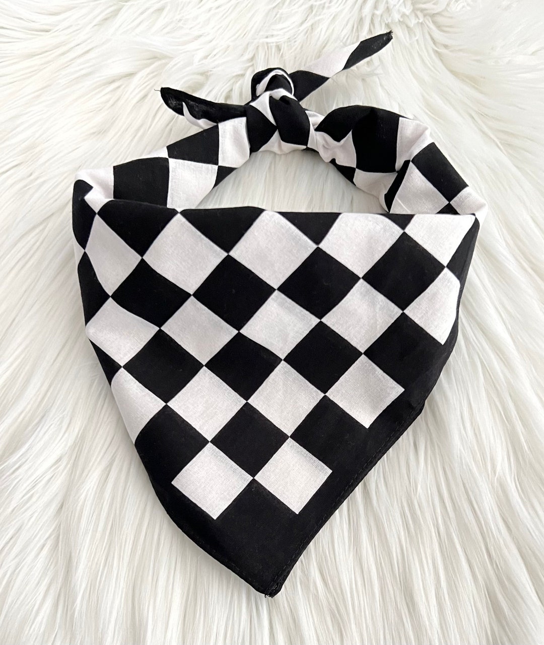 Black and White Checkered Cotton Bandana-customizable - Etsy