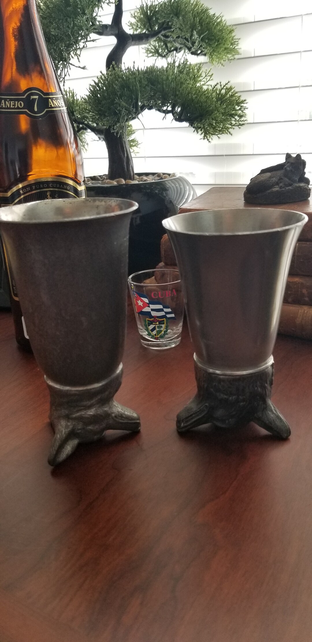 2) Pewter Stirrups Parting Wolf Cup Award at Horse Show 1977 and 1974 ...