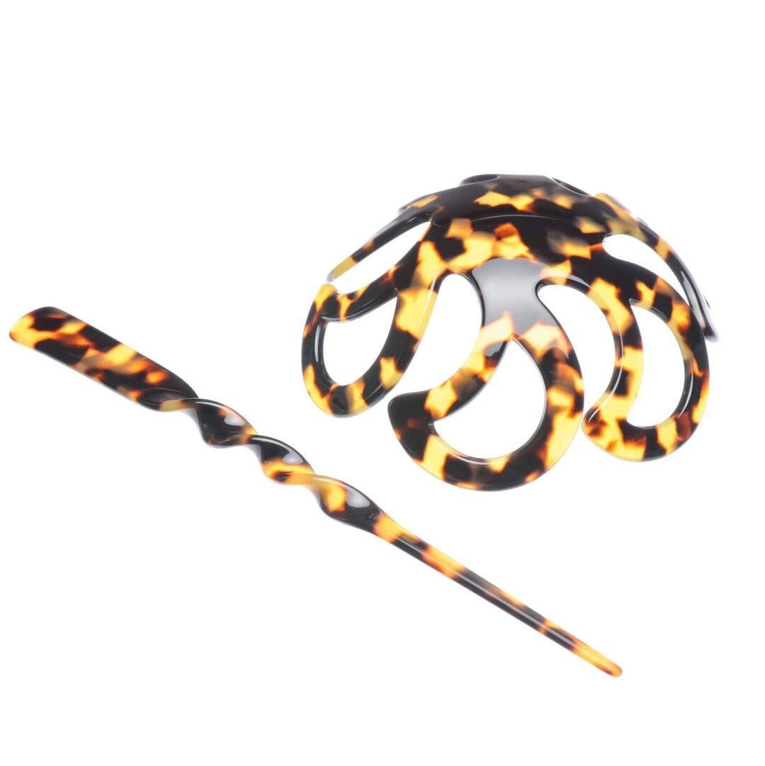 Modern Vintage Leopard Print Cellulose Acetate Hair Forks - Etsy