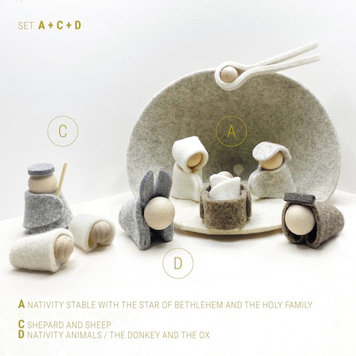 Wood and Wool Felt Modern Nativity Scene Centerpiece - Etsy